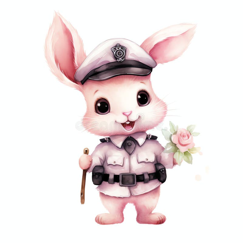 Police Officer Cute Bunny Cute Bunny Watercolor Stock Illustration ...