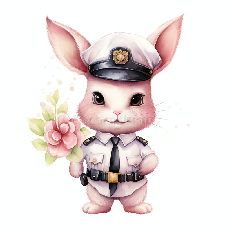 Police Officer Cute Bunny Cute Bunny Watercolor Stock Illustration ...