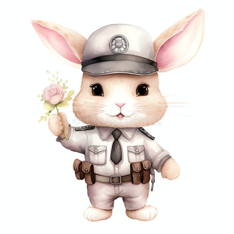 Police Officer Cute Bunny Cute Bunny Watercolor Stock Illustration ...