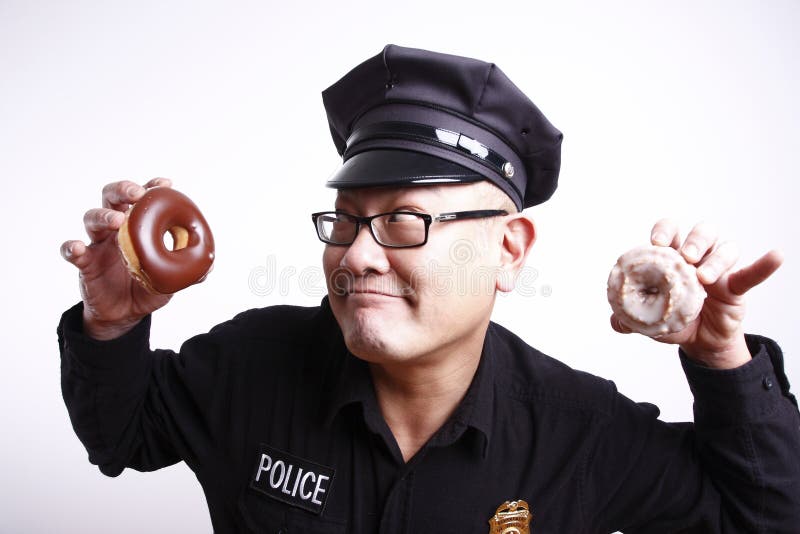 Police officer with donuts stock image. Image of enforcement - 12298103