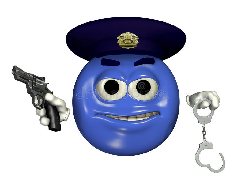 Police Officer Emoticon - with Clipping Path Stock Illustration ...