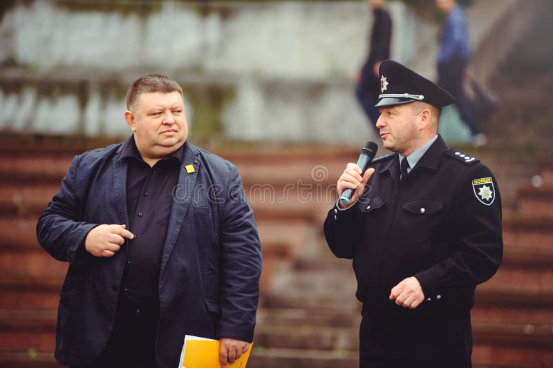 Police Officer Gives an Interview Editorial Stock Photo - Image of ...
