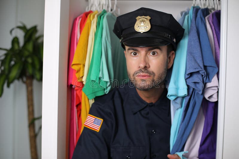 Police Officer Inside of the Closet Stock Image - Image of disclosing ...