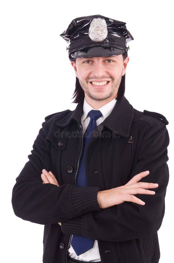 The Police Officer Isolated on White Stock Photo - Image of angry ...