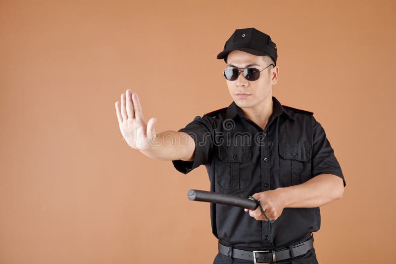 Police Officer Making Stop Gesture Stock Photo - Image of officer ...