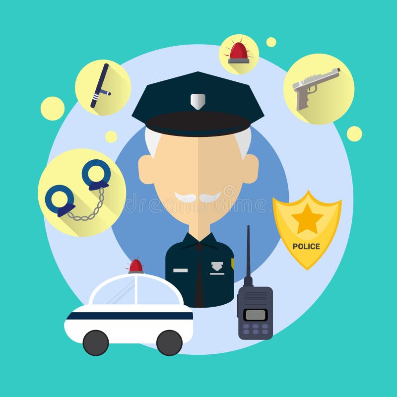 Police Officer Senior Man Icon Stock Vector - Illustration of policeman ...