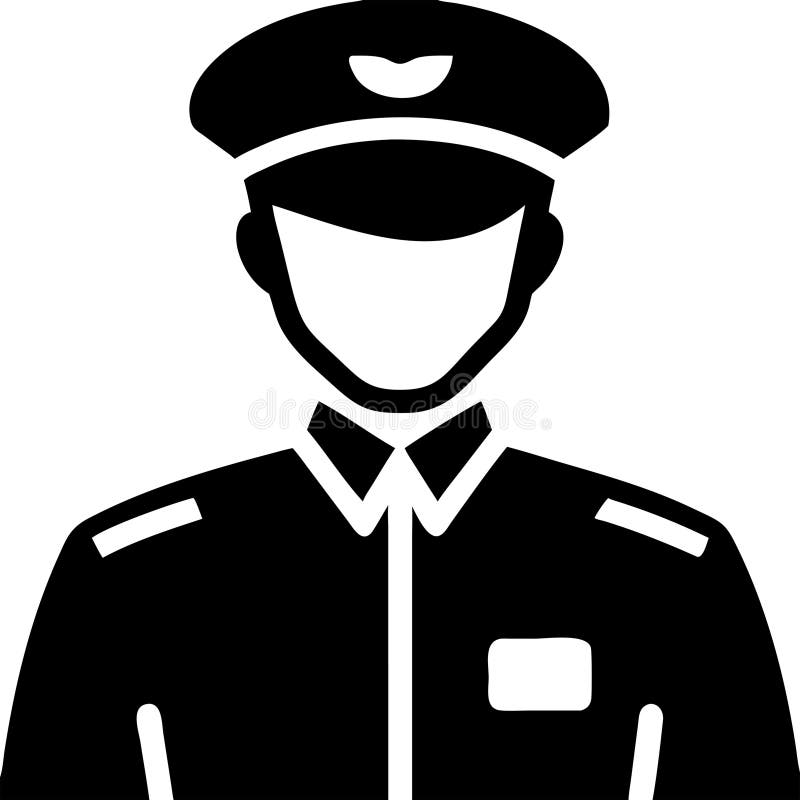 Silhouette of Police Officer Standing Security Vector for Design ...