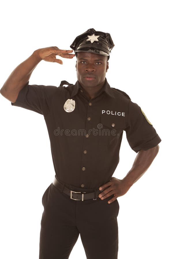Portrait of Police Officer Saluting Stock Image - Image of smiling ...