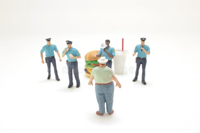 A Police Officer Stops a Fat Man from Reaching a Burger Stock Photo ... A Police Officer Stops a Fat Man from Reaching a Burger Stock Photo ...