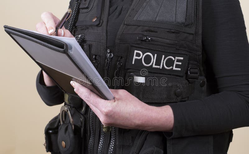 Police Officer Taking Notes Stock Photo - Image of holding, evidence ...