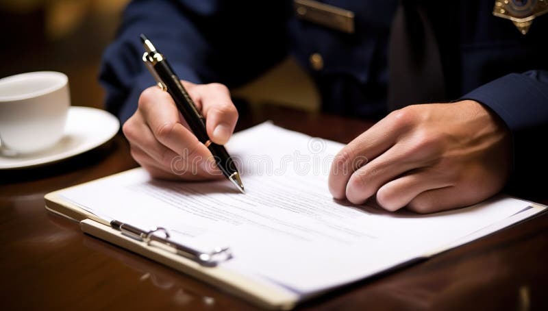 Police Officer Writing Report Stock Illustration - Illustration of ...
