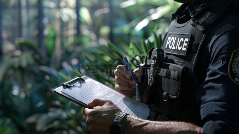 The Police Officer Writing Report.AI Generated Image Stock Photo ...