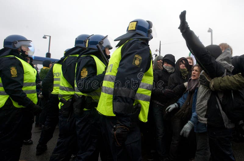 Police Officers Moving Against a Crowd Editorial Stock Photo - Image of ...