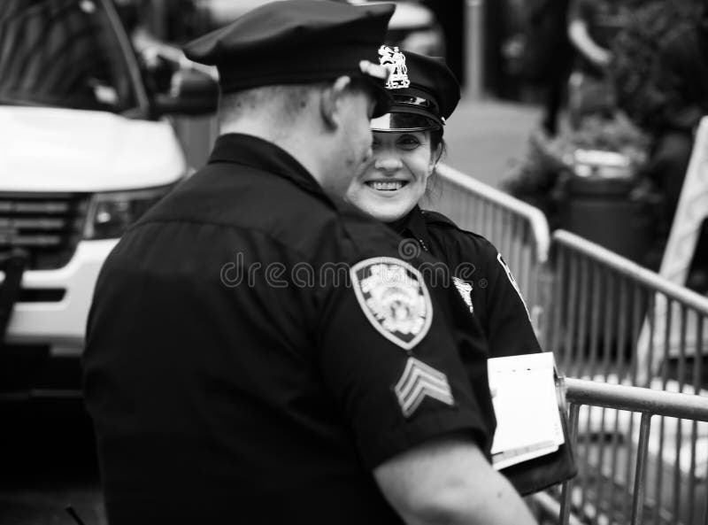 Police Officers On The Streets Of Manhattan Editorial Stock Image