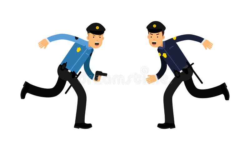Cartoon Policeman Catching Thief Stock Illustrations 63 Cartoon
