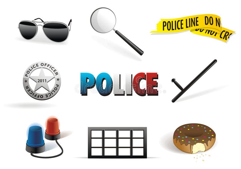 Police & Order Icon Set Stock Vector - Illustration of star, order ...