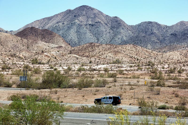 Police on Patrol in the Desert Stock Image - Image of arid, vehicle ...