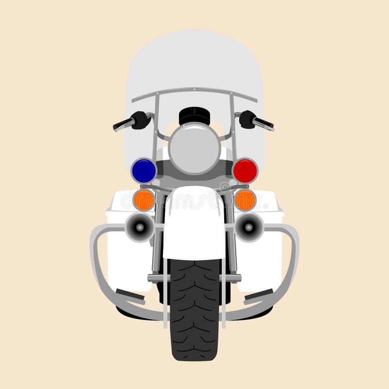 Color Police Patrol Heavy Motorcycle with Policeman Front View Isolated ...