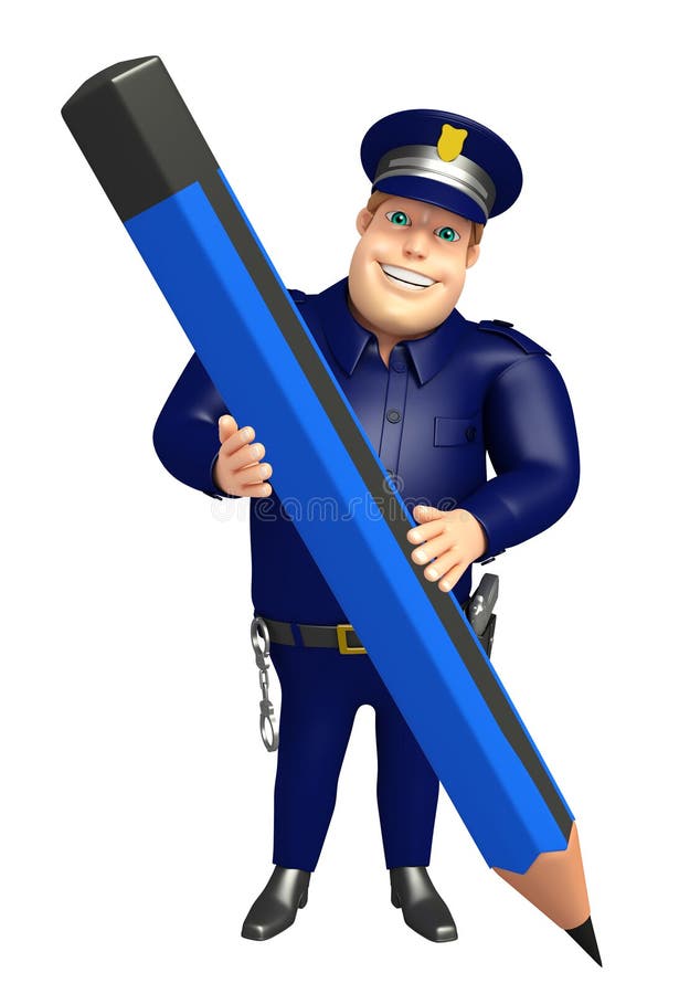Police with Pen and Pencil stock illustration. Illustration of staff ...