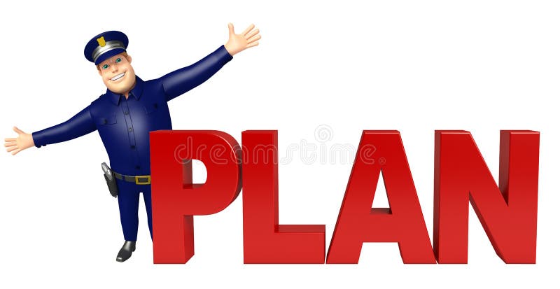 Police with Plan sign stock illustration. Illustration of smiling ...