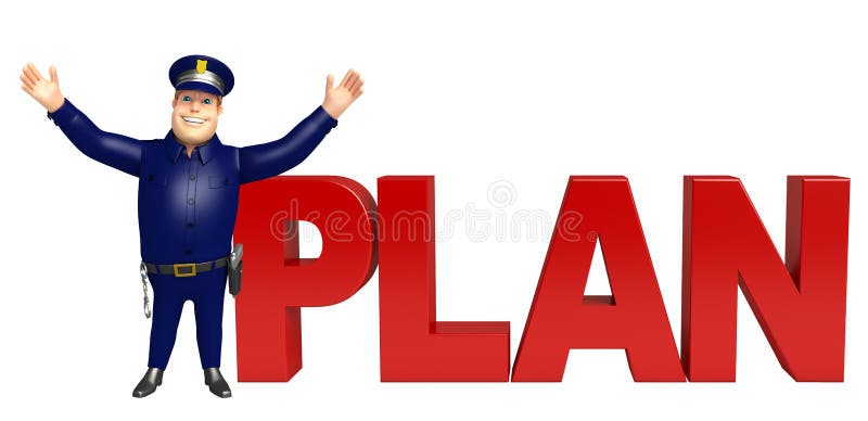 Police with Plan sign stock illustration. Illustration of lockup - 77481030