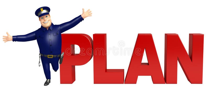 Police with Plan sign stock illustration. Illustration of male - 77542365