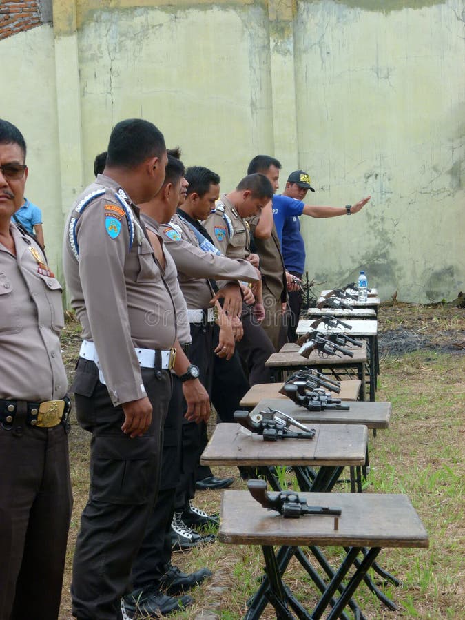 Police practice shooting editorial photo. Image of indonesia - 66772646