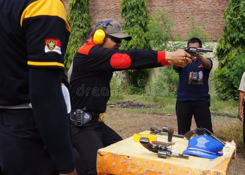 Police practice shooting editorial photography. Image of indonesia ...