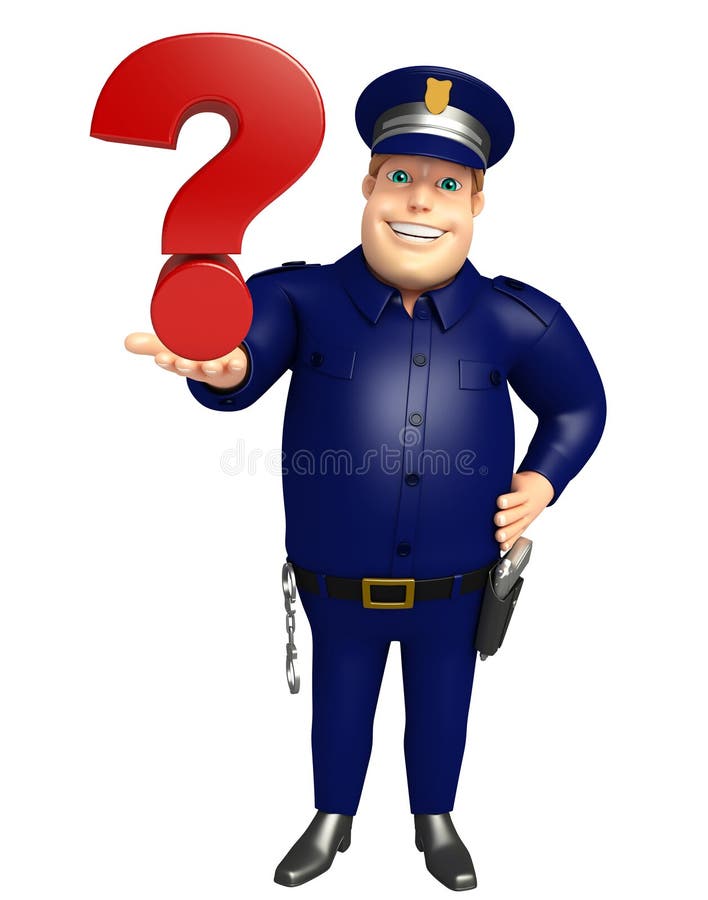 Police with Questionmark Sign Stock Illustration - Illustration of ...