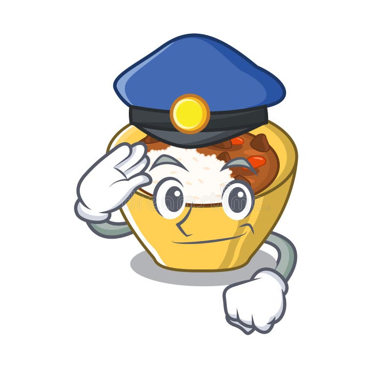 Police Rice Curry Served in Mascot Containers Stock Vector ...