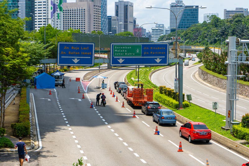 Police Road Block Post Control Highway Entering City Stock Photos ...