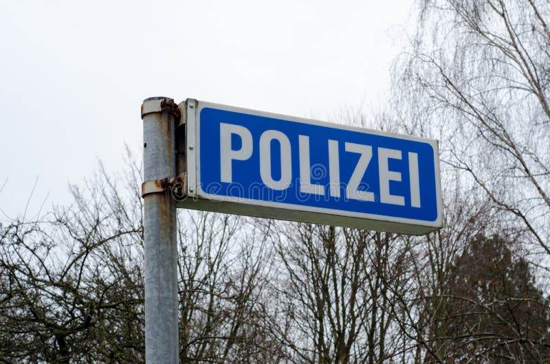 Police road sign stock photo. Image of germany, stamp - 141793092