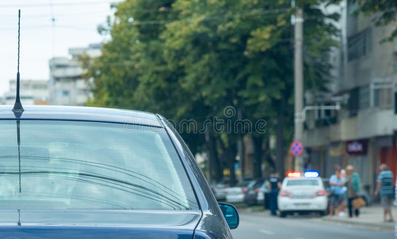 Police in Routine Control, on the Sidewalk. Stock Image - Image of ...