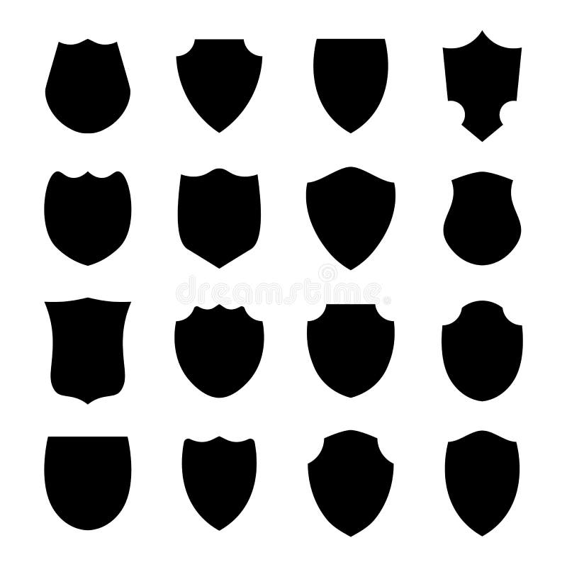 Police Shield Black Shape. Heraldic Shields Blank Emblems. Security ...