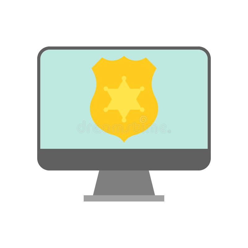 Police Shield on Computer Desktop Screen, Police Official Website Icon ...