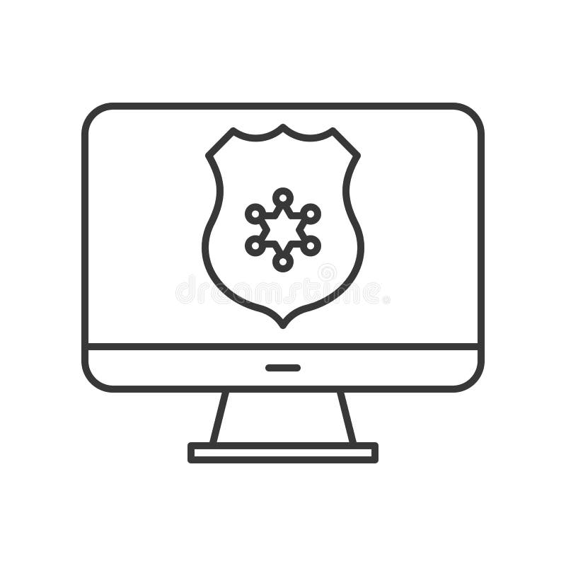 Police Shield on Computer Desktop Screen, Police Official Website Icon ...