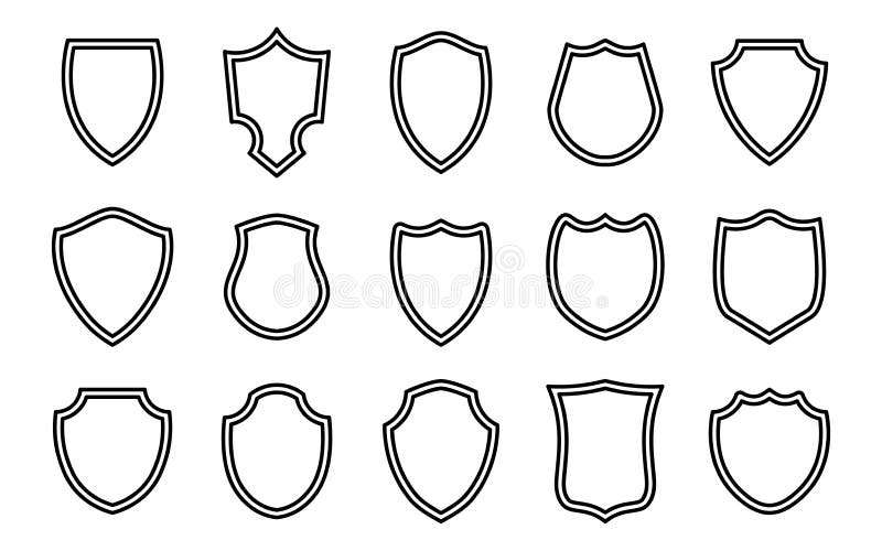 Police Shield Outline Shape. Heraldic Shields Blank Emblems. Security ...