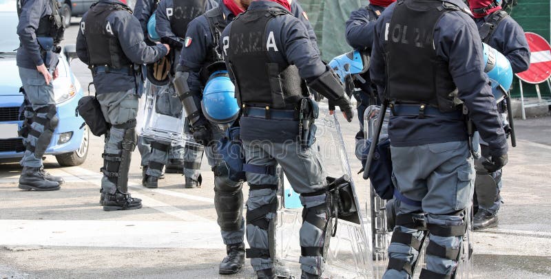 Police with Shields and Riot Gear during the Sporting Event Stock Image ...