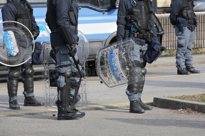 Police with Shields and Riot Gear during the Sporting Event Stock Image ...