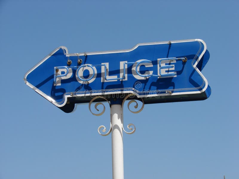 Retro Police Sign stock image. Image of brick, police - 25819161