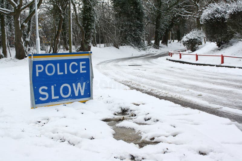 Police Slow Sign stock image. Image of warning, season - 14745411