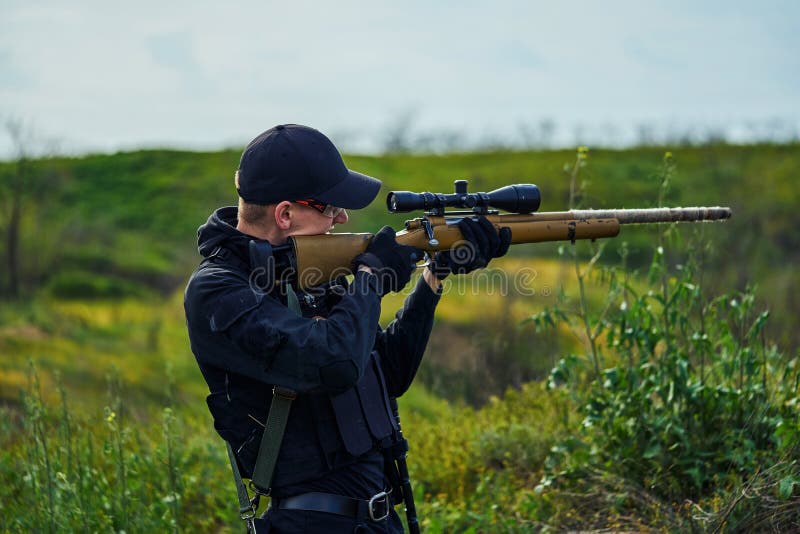 Sniper aiming stock image. Image of armed, military, helmet - 36703753
