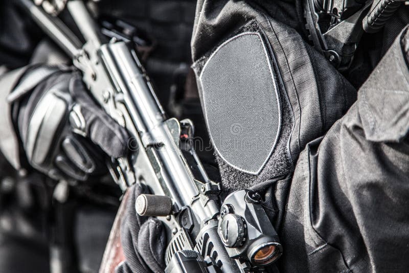 SWAT Team Fighters Ready To Arrest Danger Criminal Stock Image - Image ...