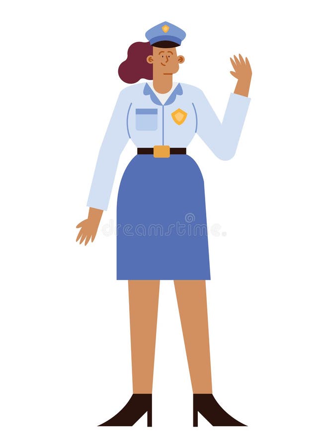 Police standing lady stock vector. Illustration of sheriff - 291803280