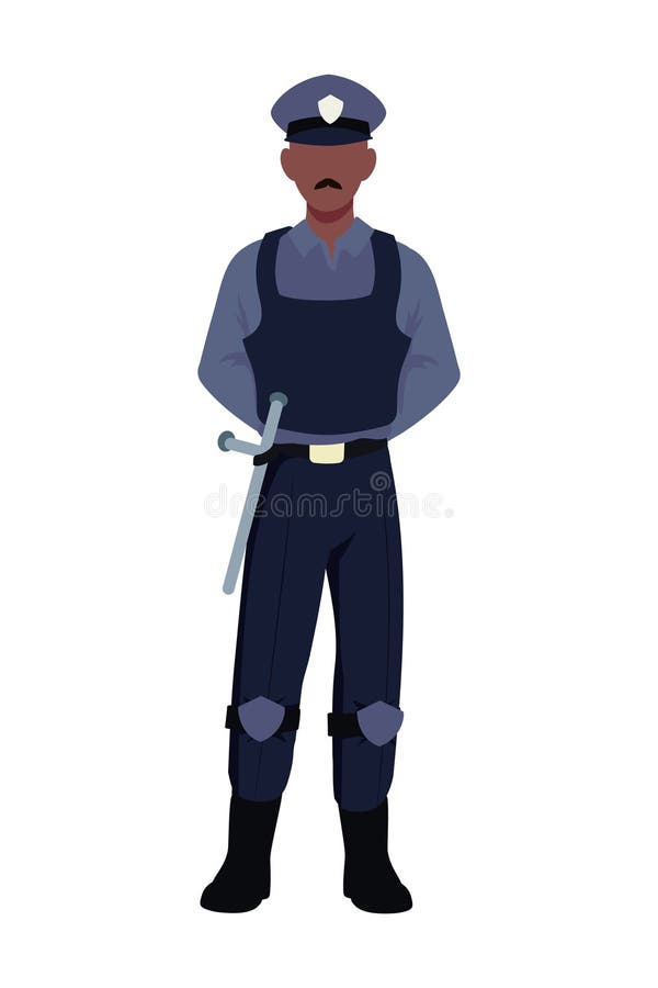 Police standing front view stock illustration. Illustration of clothing ...