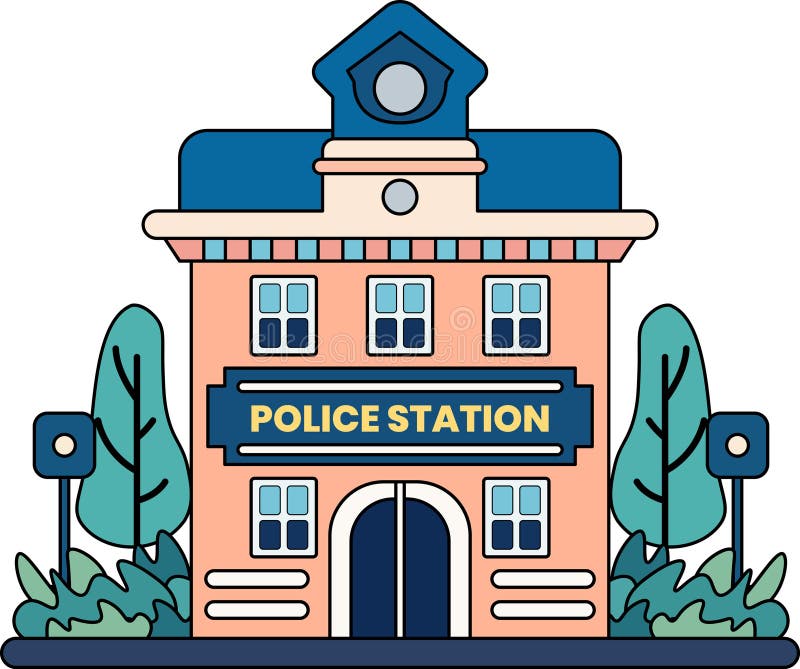 Police Station Building Illustration in Doodle Style Stock Vector ...