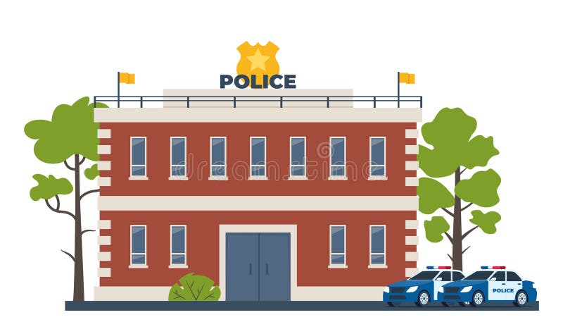 Police Station Department Building, Front View. Vector Illustration ...