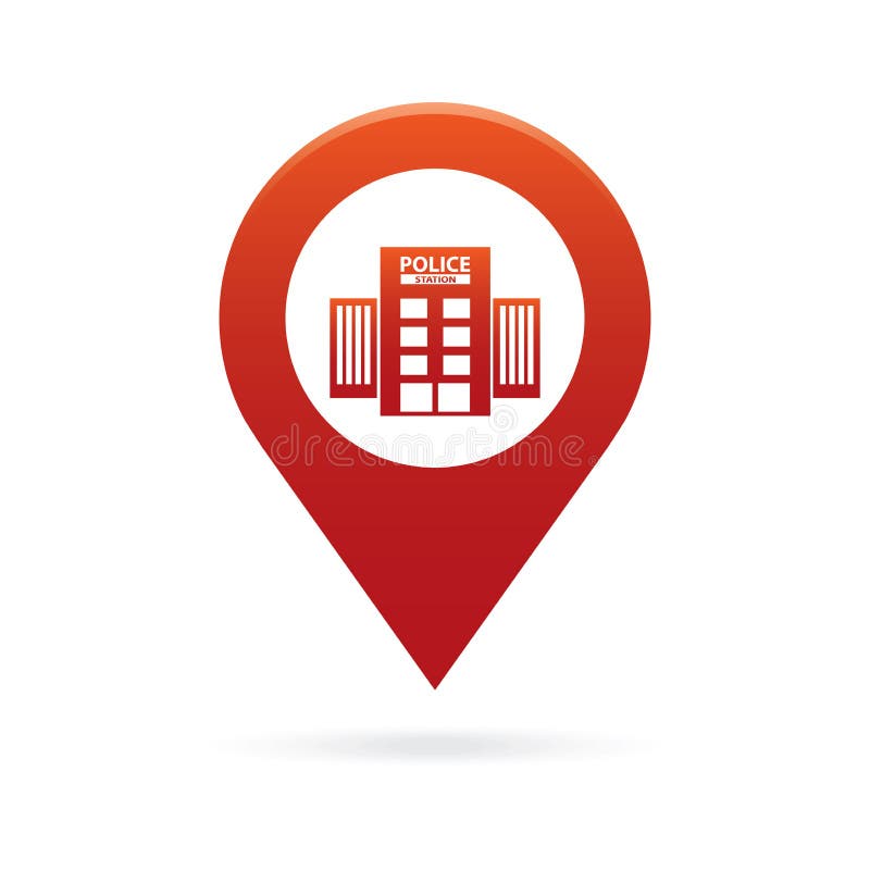 Police Station Map Pointer Icon Marker GPS Location Flag Symbol Stock ...