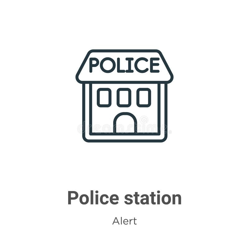 Police Station Outline Vector Icon. Thin Line Black Police Station Icon ...