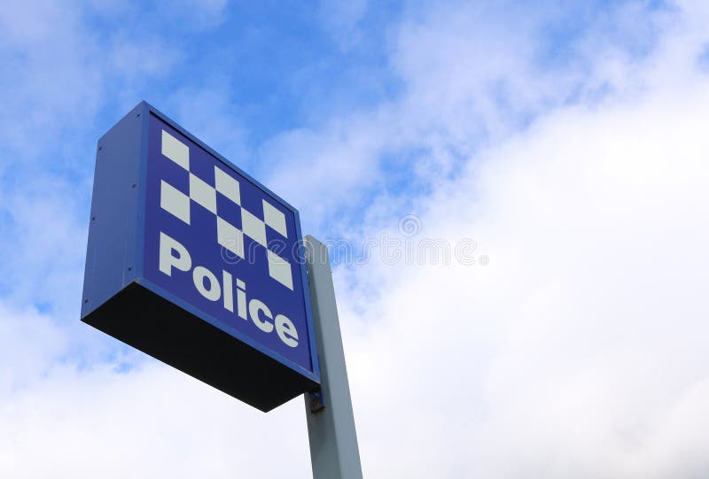 Police Station Sign and Blue Sky Stock Photo - Image of cloud, officer ...